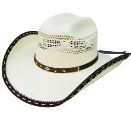 Modestone Traditional Bangora Rodeo Straw Cowboy Hat White
