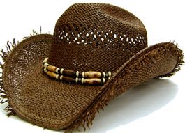 Modestone Unisex Very Cool Straw Cowboy Hat Fuzzy Straw Fringe Brown